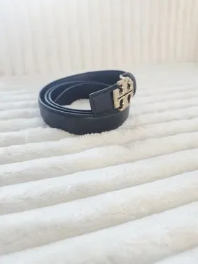 Tory Burch | Accessories | Tory Burch Black Leather Belt Gold Double T ...